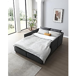 Eafurn Down Filled Convertible Modular Sectional Sofa with Movable Ottomans, 6 Seater Oversized Free Combination Reversible Sleeper Corner Couch Bed Sofabed w/Thicked Cushions for Living Room Office