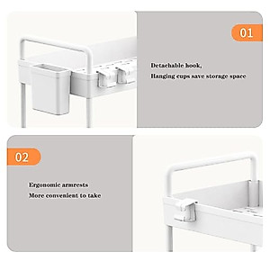 SLDMJFSZ 2-Tier Under Sink Organizer, Wide+Narrow Set Under Bathroom Cabinet Storage Organizer with Hooks, Hanging Cup,Black