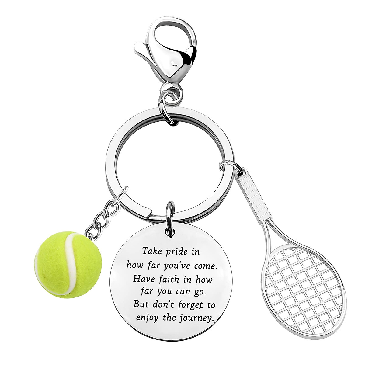 BNQL Tennis Keychain Gifts for Tennis Players Tennis Team Gifts for Tennis Lover Tennis Balls Keychain (silver)