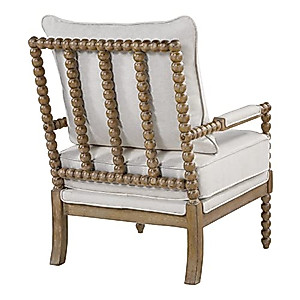 OSP Home Furnishings Fletcher Spindle Accent Chair, Brush Charcoal Finish with Linen