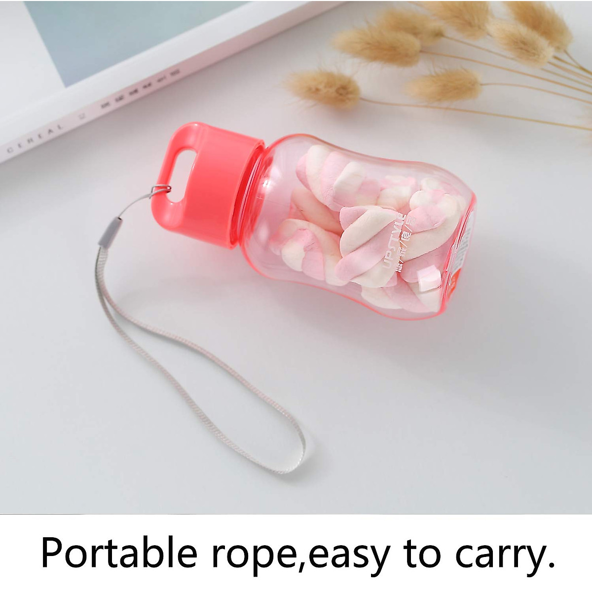 UPSTYLE 3-Piece 6oz Small Water Bottle Food Grade Plastic Mini Cute Juice Travel Mugs Sports Wide Mouth Cups in Bulk for Milk/Coffee/Tea Kitchen Storage for Snacks Lunch Box (3 colors)