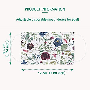 50Pc Flower Disposable 3ply Face_Mask for Glasses Wearer With Nose Wire(A)