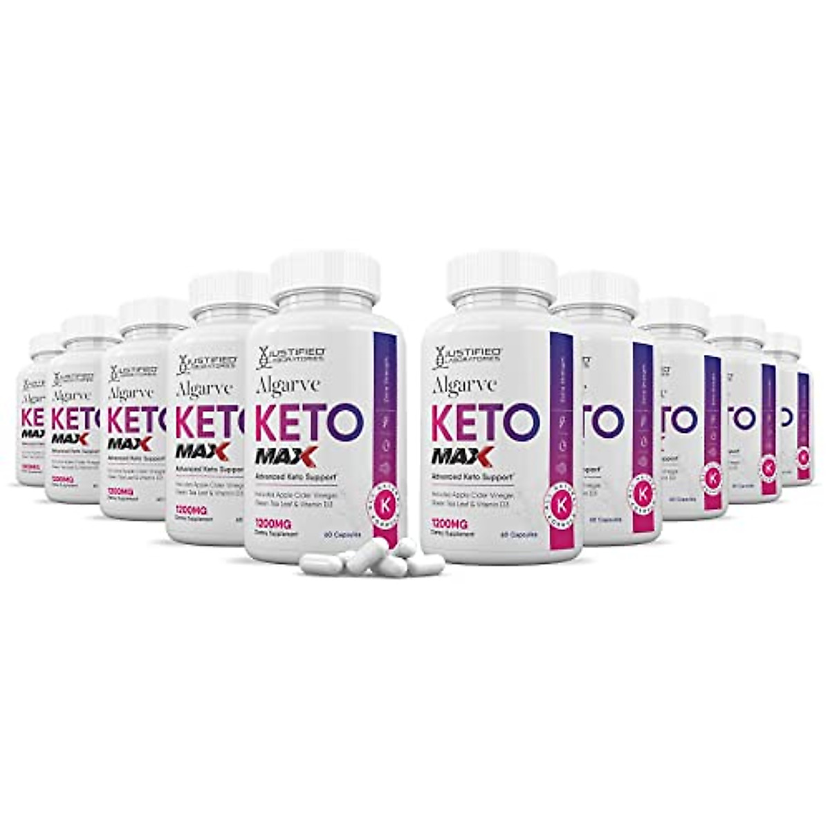 Justified Laboratories (10 Pack) Algarve Keto ACV Max Pills 1675 MG Formulated with Apple Cider Vinegar Keto Support Blend 600 Capsules
