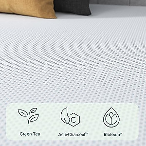 ZINUS 12 Inch Green Tea Cooling Gel Memory Foam Mattress, King, Fiberglass Free, Cooling Gel Foam, Pressure Relieving, CertiPUR-US Certified, Mattress in A Box, White