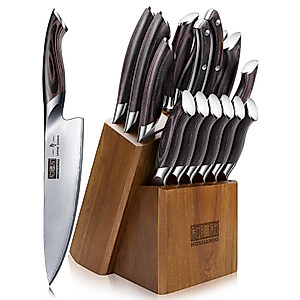 HOSHANHO 16-Piece Knife Set, Japanese AUS-10 Stainless Steel Kitchen Knife Set, Ultra Sharp Chef Knife Block Set with Sharpener