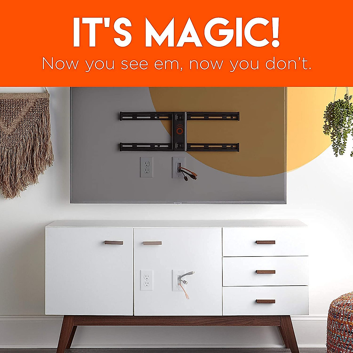 ECHOGEAR Wall Brush Plate for Hiding Up to 8 Low Voltage Cables - Sturdy Brushes with Cable Catching Design - Ideal Cable Pass Through for Wall Mounted TVs