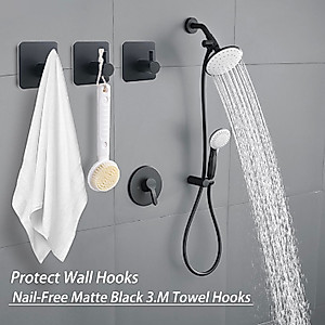 Aobanto Adhesive Wall Hooks 3 Heavy Duty m Hooks for Hanging Towel Hook Shower Door Hooks for Bathroom Kitchen Towel Holder Robe Hange(Black)
