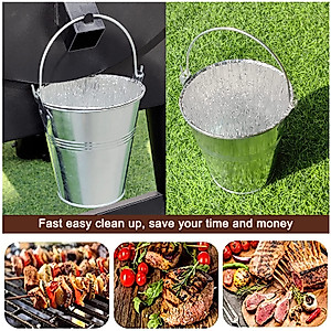 QuliMetal Drip Grease Bucket Can and 15-Pack Disposable Foil Liners Replaces HDW152 for Traeger & Pit Boss, Z Grill BBQ Grills, Rec Tec Pellet Grill Large Drip Bucket, Silver