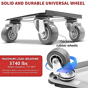 Furniture Dolly 5 Wheels Heavy Duty Carbon Steel Panel Furniture Movers Large Size Furniture Lifter for Moving Heavy Furniture, Refrigerator, Sofa, Cabinet - Maximum Load 1300KG/2860LBS