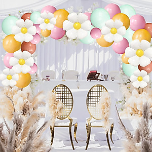 JOPY Daisy Balloon Garland Arch Kit Macaron Pastel Flower Rainbow Balloons Theme Party Decorations for Girls Baby Shower Birthday Bridal Wedding