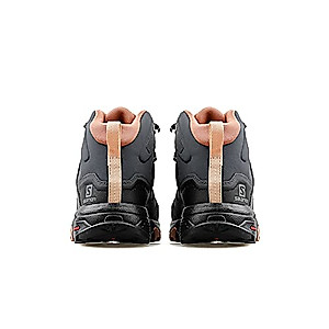Salomon X Ultra 4 MID Gore-TEX Hiking Boots for Women, Ebony/Mocha Mousse/Almond Cream, 8