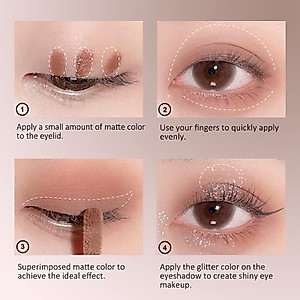 Erinde 3PCS Liquid Glitter Matte Eyeshadow, Liquid Glitter Eyeliner and Matte Cream Eyeshadow 2 in 1, Quick Drying, Easy to Apply, Long Lasting Korean Shimmer Matte Eyeshadow Sparkly Eye Makeup