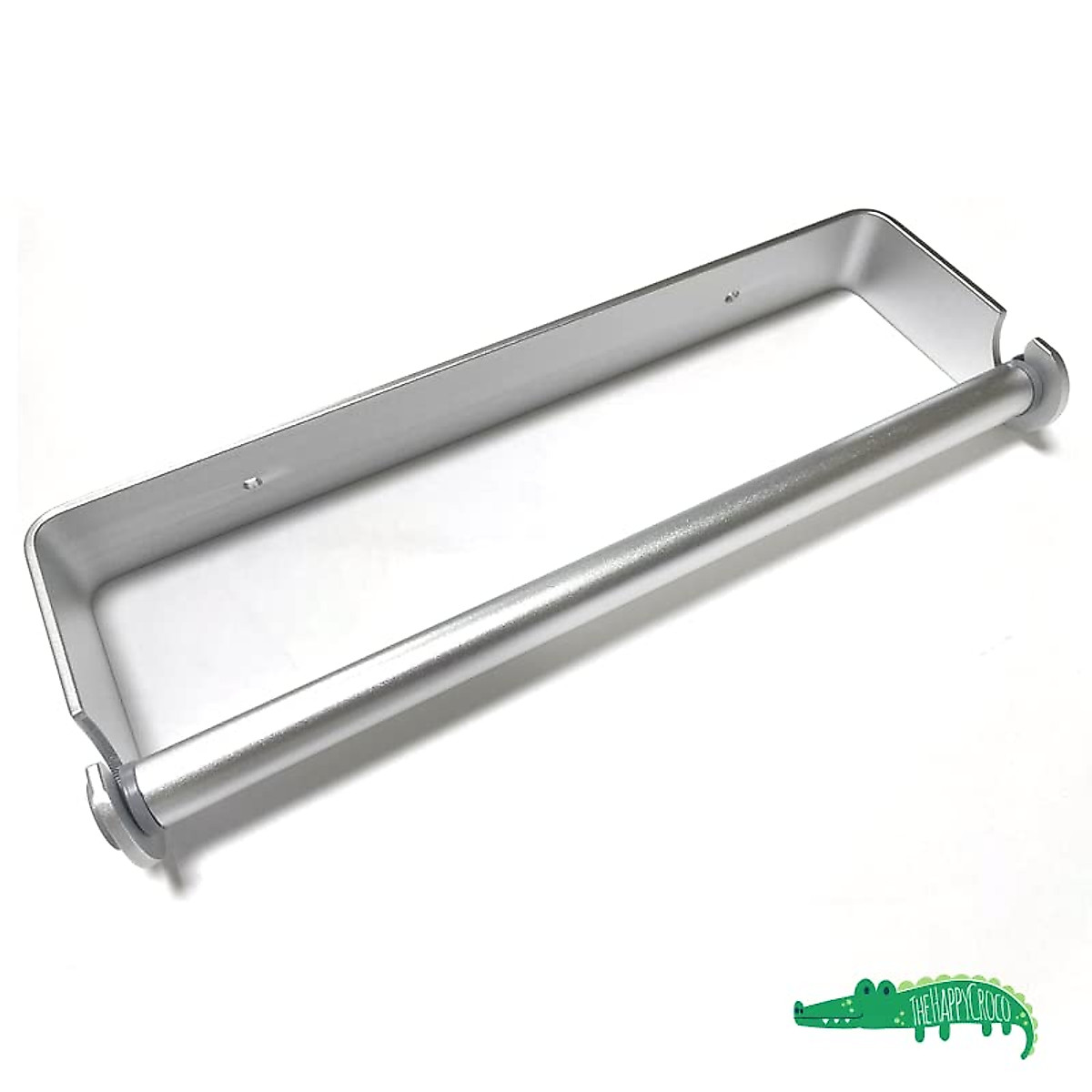 THE HAPPY CROCO I Paper Towel Holder, Three Mount Options: Adhesive and Screw. Can be Mounted on The Wall or Under The Cabinet. Comfortable Hanging roll Paper Holder. (Silver)
