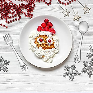 TeamFar Toddler Kids Preschoolers Utensil Flatware Silverware Set, Pure Stainless Steel, Non Toxic & Healthy, Brushed Surface, Laser Carved Animal Handle, Set of 4, Dishwasher Safe