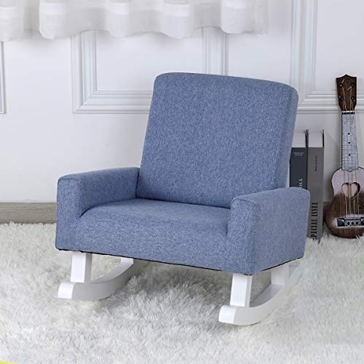 Yoonnie room Kid Sofa/Kid Armchair/Toddler Chair/Sofa for Children with Linen Fabric/Baby Sofa with Solid Rocking Foot/Kid Upholstered Chair for Unisex Children Using,Birthday Gift (Blue)