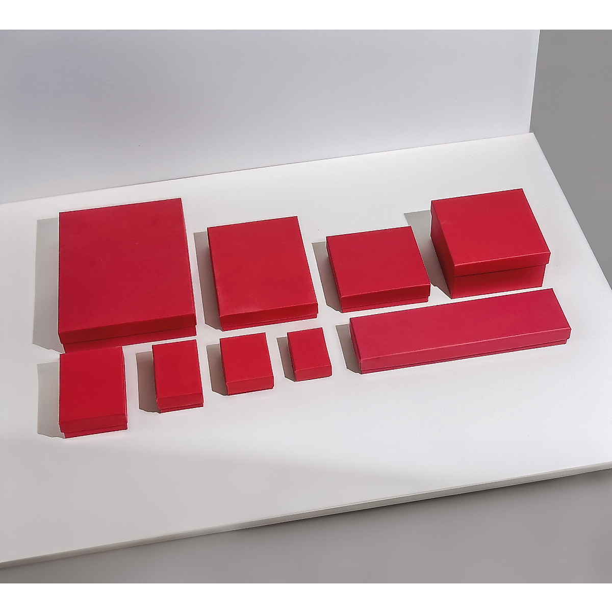 TheDisplayGuys - 25-Pack #32 Cotton Filled Cardboard Paper Jewelry Box Gift Case - Matte Red (3.3" x 2.3" x 1.0") - for Gifting, Shipping or Storage