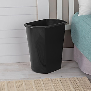 Sterilite 5.5 Gallon Rectangular Wastebasket, Open-top, Medium Sized Trash Can for the Bathroom, Bedroom, or Office, Black, 6-Pack