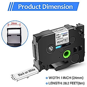 USUPERINK 10 Pack Compatible for Brother P-Touch Label Maker Tape TZe-251 TZe251 TZ-251 TZ251 24mm 0.94 1 Inch Black on White Laminated TZe TZ Tape for PT-D600 PT-D600VP PT-P700 P750W P950NW P710BT