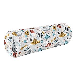 Vnurnrn Space Rockets Neck Support Pillow Round Neck Roll Bolster Cylinder Pillow Cervical Pillows Shoulder Pillow for Leg Knee Back Head Support for Study Work Men Women