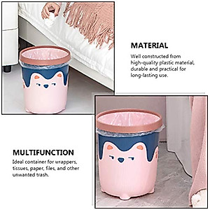 Hemoton Trash Can Plastic Garbage Can Cute Round Wastebasket Trash Bin Waste Container for Home Kitchen Bathroom Office Pink Blue