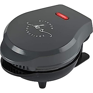 Kitchen Selectives Mini Waffle Maker By Select Brands - Classic Mini Waffle Iron for Traditional, Savory or Dessert Mini Waffles - Features Non-Stick Coating - 4 Mini Waffles, Dark Gray