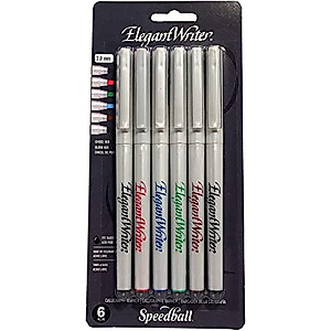 Speedball Elegant Writer Calligraphy 4 Marker Set, Black + 6 Market Set, Assorted Colors, 10 Markers Total for Drawing Journaling and Scrapbooking