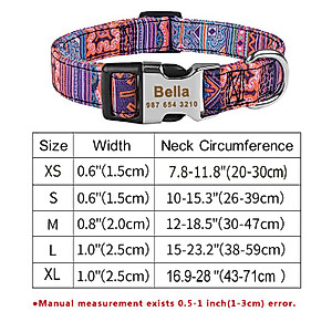 Moonpet Personalized Colorful Custom Dog Collar with Engraved ID Name and Phone Number Plate/Customized Dog Collars for Puppy Small Medium Large X-Large Boy Girl Dogs