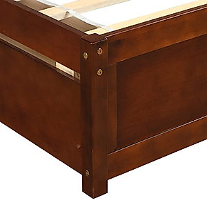 FUZOFUIZ Twin Platform Storage Bed Wooden Bed Frame with Two Drawers and Headboard (Walnut)