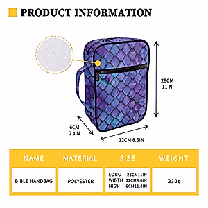 Howilath Purple Dragon Scales Print Bible Cover Portable Carrying Book Case Bible Book Covers for Women men, Church Bag Bible Case Organizers with Handle Zipper Pockets