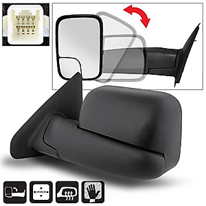 ACANII - Telescoping Towing Flip Up POWER Heat Mirror Driver Left Side For 2002-2008 Dodge Ram 1500 03-09 2500 3500