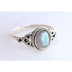 Labradorite Stone Ring 925 Sterling Silver Statement Ring For Women Handmade Rings Gemstone Christmas Promise Ring Size US 9 Gift For Her