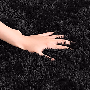 AROGAN Luxury Soft Area Rugs for Bedroom Living Room Plush Shag Rug 4x6 Feet, Black Fluffy Rug for Kids Girls Playroom Dorm Room, Shag Shag Fuzzy Carpets Plush Rug for Teen Room Nursery Decor