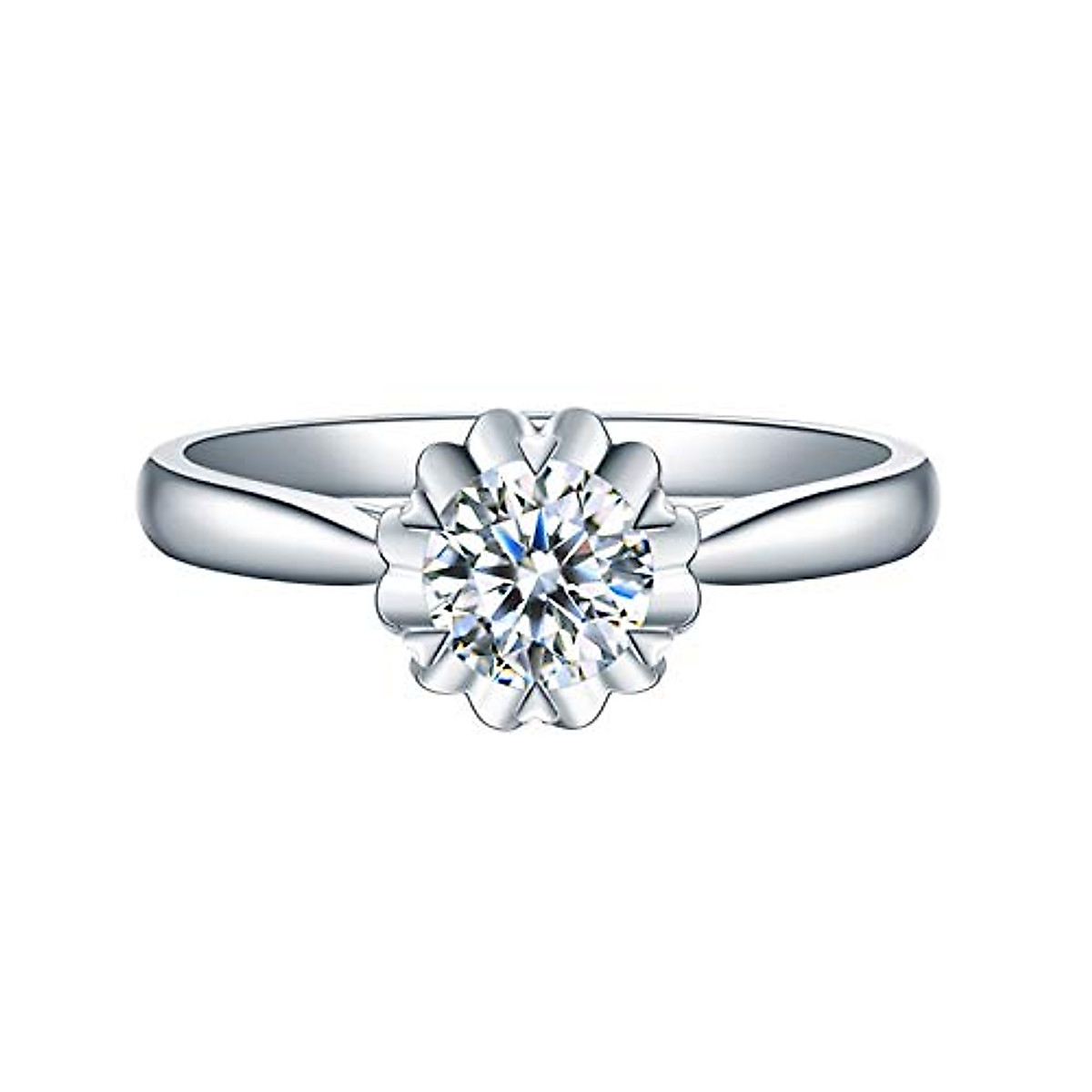 KnBoB Wedding Engagement Rings for Women,18K White Gold Holding Flowers 0.2ct Diamond Size 13