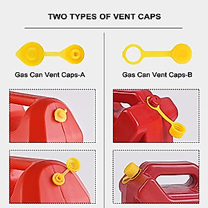 Gas Can Spout Replacement, Gas Can Nozzle,(1 Kit-Yellow) with 2 Screw Collar Caps(1 Coarse Thread &1 Fine Thread-Fits Most of The Cans) with Gas Can Vent Caps, Thick Rubber pad, Spout Cover, Base Caps
