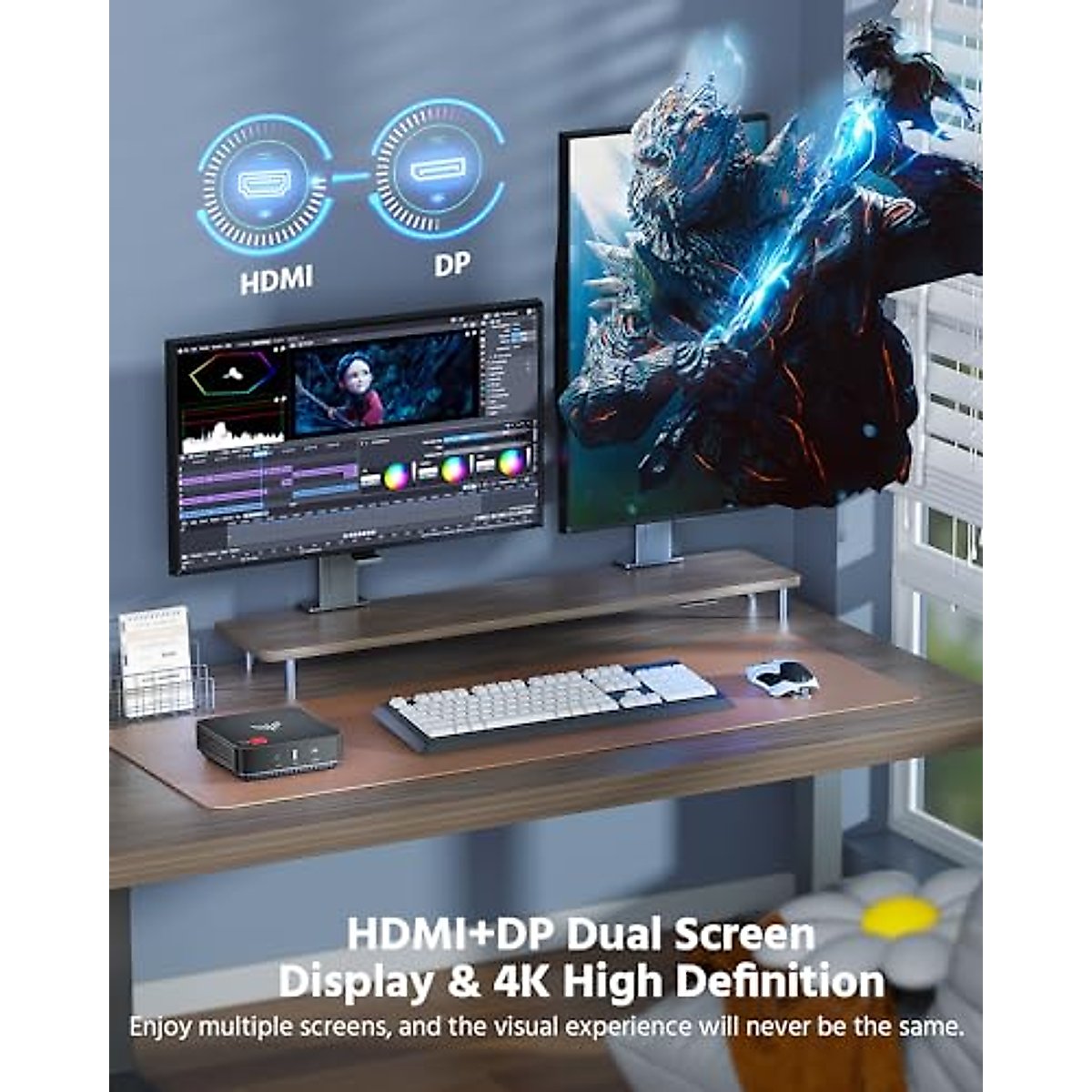 KAMRUI Mini PC Ryzen 7 5700U(8C/16T, up to 4.3GHz), Windows 11 Mini Computer 16GB DDR4 RAM 512GB M.2 2280 NVME SSD Mini PC Gaming, 4K Dual Display Mini Desktop Support WiFi6/BT5.2/Dual Channel