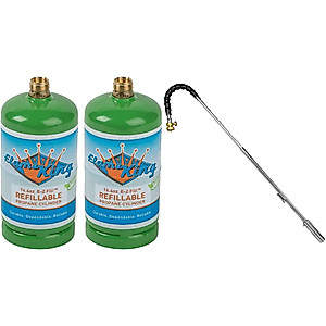 Flame King Refillable 1LB Empty Propane Cylinder Tank (2-Pack) and Flame King Propane Torch Weed Burner