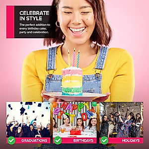 144 Count Birthday Candles, Multi-Color Spiral Candles Bulk Pack, Birthday Candles for Cake and Cupcakes, Candles for Birthday Parties, Holidays, and More! Green, Pink, White, Yellow & Blue