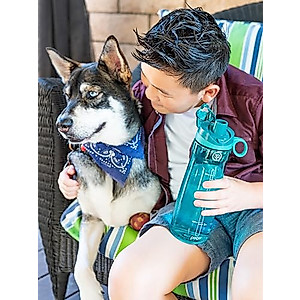 Pogo BPA-Free Plastic Water Bottle with Chug Lid, 32 Oz, Quetzal Teal