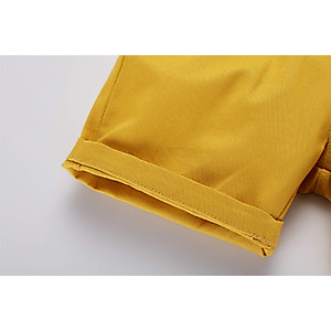 HILEELANG Baby Boys' Shorts 2-Pack Chino Short Summer Cotton Casual Pants with Pockets Yellow Green 2t