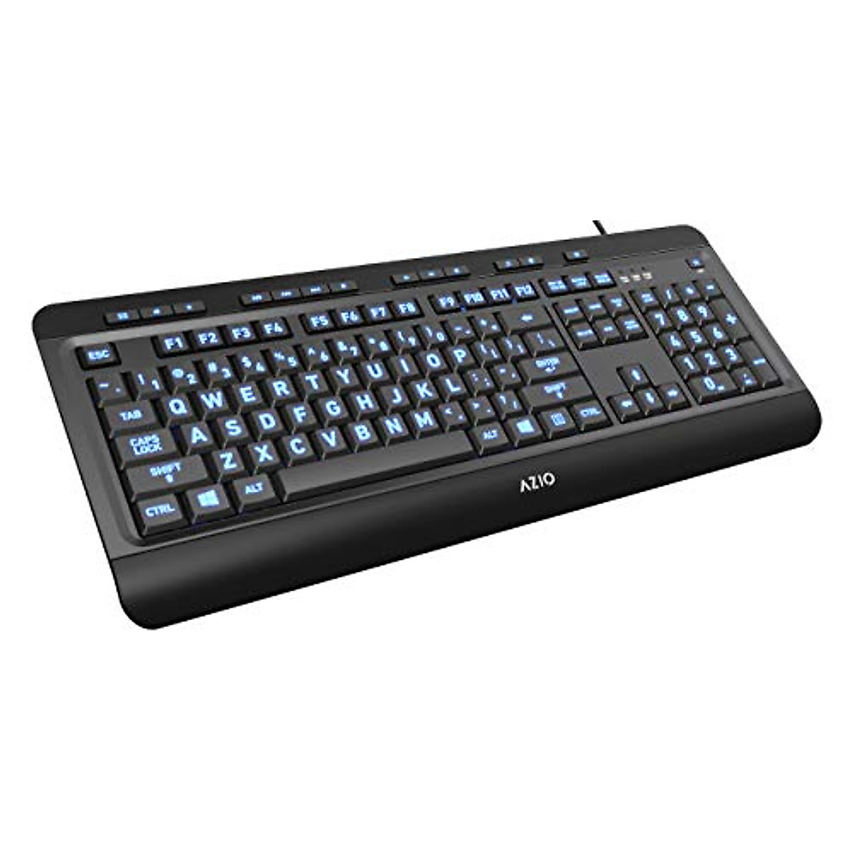 Azio Large Print Keyboard - USB Computer Keyboard with 3 Interchangeable Backlight Colors (KB505U)