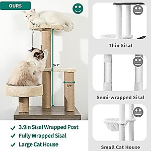 YITAHOME Litter Box Enclosure with Cat Tree, Litter Box Furniture Hidden Furniture, Mordern Cat Tower with Hammock and Scratching Post for Indoor Cats