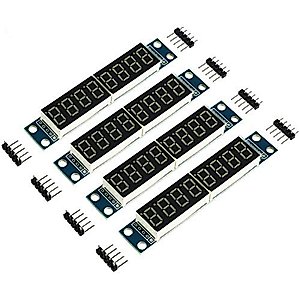 DEVMO 4pcs 8-Digit 7 Segment Module MAX7219 8 Bit Digital Segment Tube LED Display Module Supports Cascade Eight Bit Serial 3 IO Ports Compatible with Ar-duino MCU/51/AVR/STM32