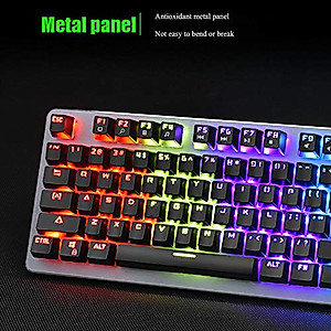 Feeling-one Gaming Keyboard, Colorful Rainbow LED Backlit Wired Computer Gaming Keyboard with 104 Keys, USB Wired Keyboard and Spill-Resistant for Windows PC Gamers Desktop 1 Pack,Black