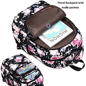 JIANYA School Backpack for Teens Girls School Bag Floral Kids Girls School Book Bags Backpacks Set