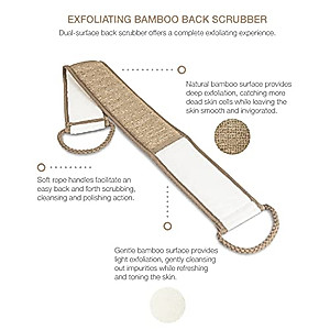 Eurow Beauty Cleaning and Cleansing Exfoliating Bamboo Back Scrubber, 2 Pack