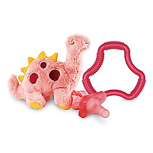 Dr. Brown's Baby Lovey Pacifier Holder & Teether Clip with Pink HappyPaci and Flexees Ergonomic Teether, 100% Silicone