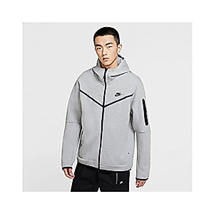 Nike Men's Sportswear Tech Fleece Full-Zip Hoodie, Dark Grey Heather/Black, X-Large