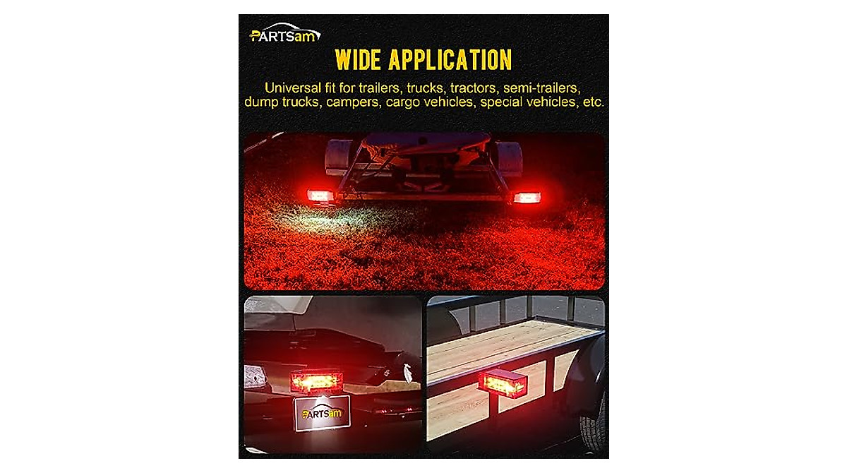 Partsam 12V LED Submersible Low Profile Rectangular Trailer Lights ...