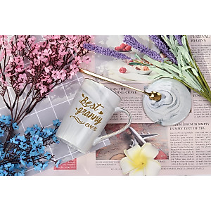 WENSSY Best Granny Ever Mug, Gifts for Granny, Birthday Mothers Day Gifts for Granny Grandma from Granddaughter Grandkis Grandson 14 Ounce Grey with Gift Box