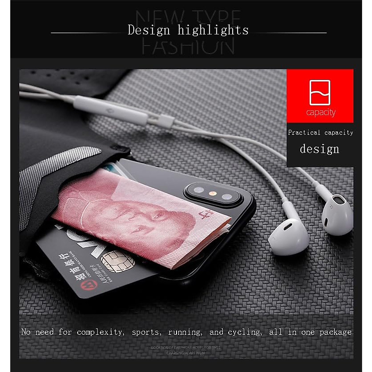 MCZTO Sport Running Exercise Gym Case,Fingerprint Sensor Access Supported,Water Resistant and Sweat-Proof iPhone 14 Pro Max/Samsung Galaxy Note 20/10/9/8 Armband (Small Size 5 inches, Black)